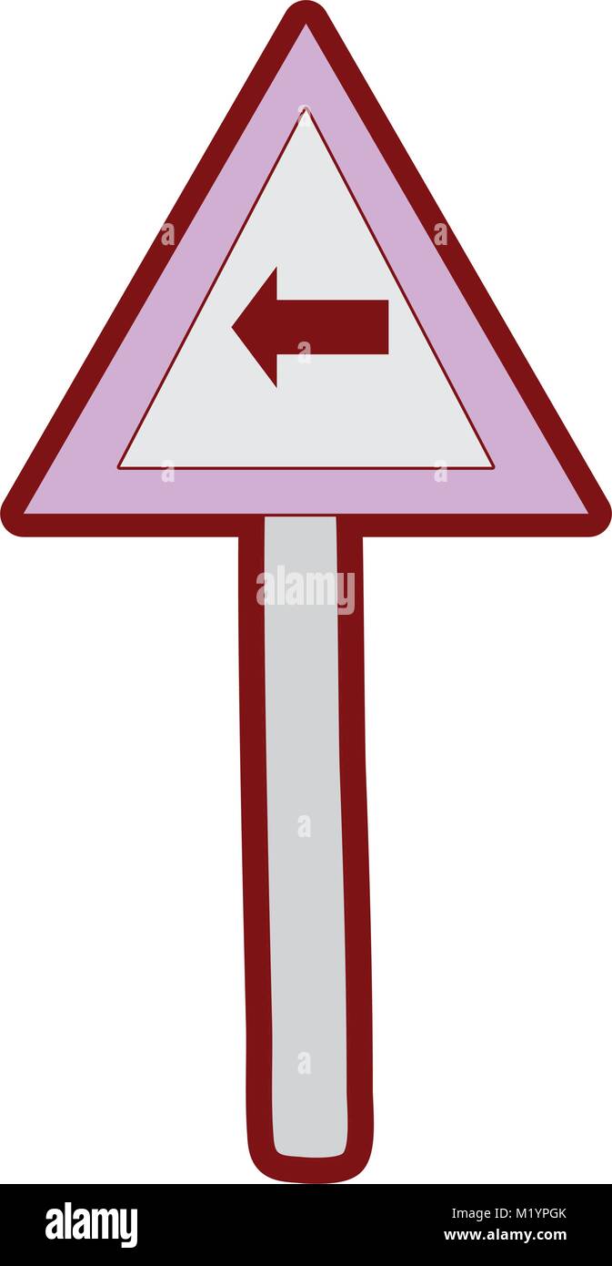 line color triangle metal notice with turn left sign Stock Vector Image ...