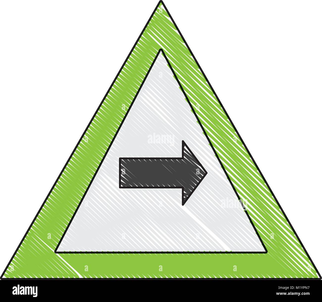 grated triangle warning notices with turn right sign Stock Vector Image ...