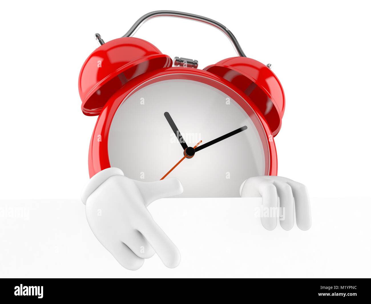 Alarm clock character isolated on white background Stock Photo - Alamy