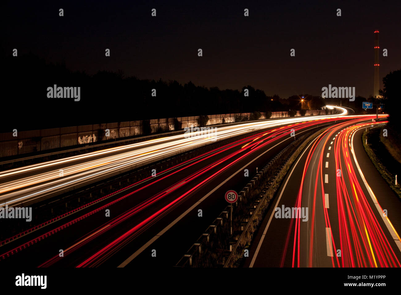German Autobahn with light trails at night Stock Photo - Alamy