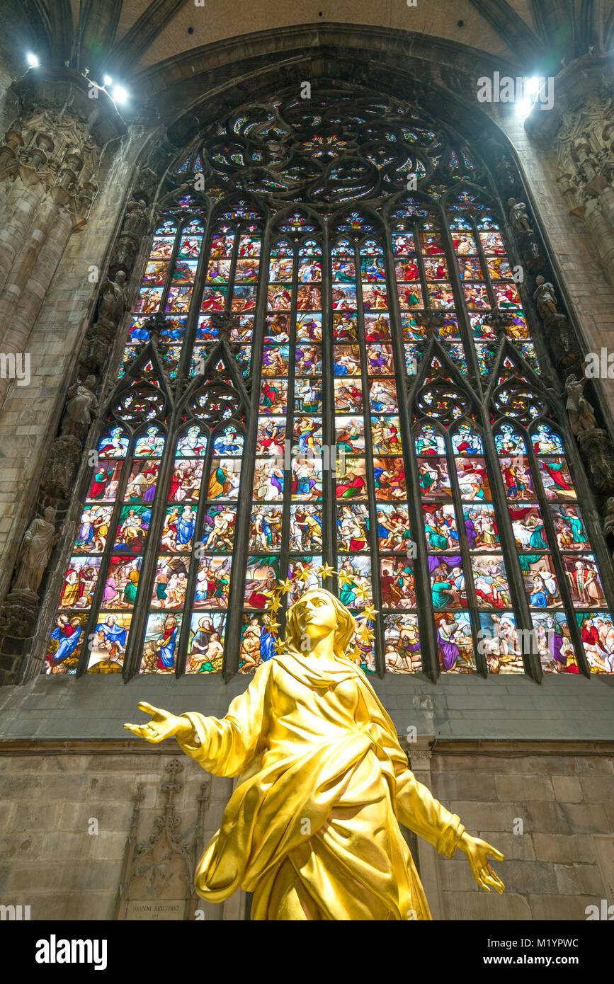 Milan, Italy - October 27, 2016: The interior of the Duomo Cathedral ...