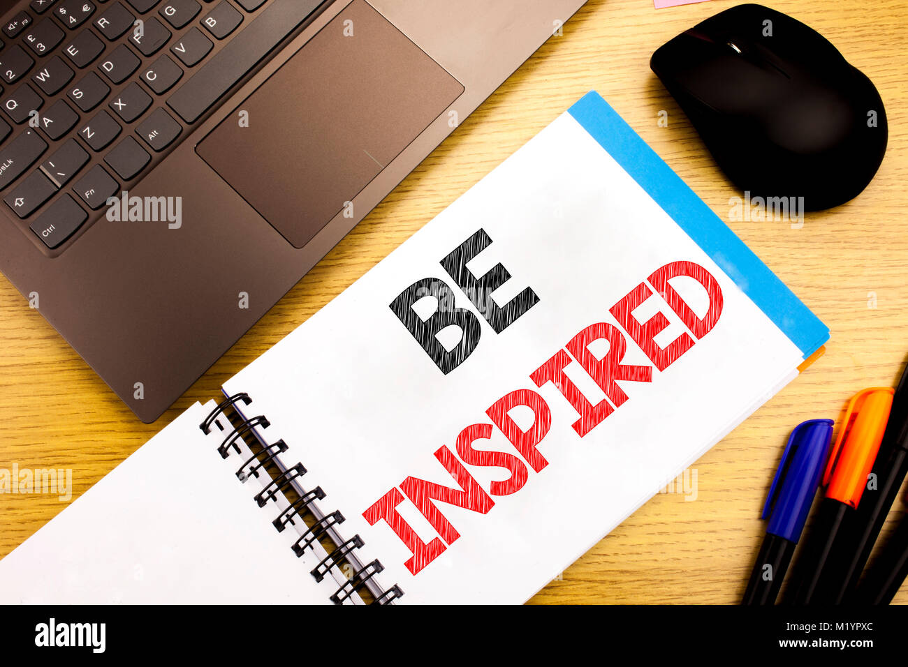 Handwritten text caption showing Be Inspired. Business concept writing ...