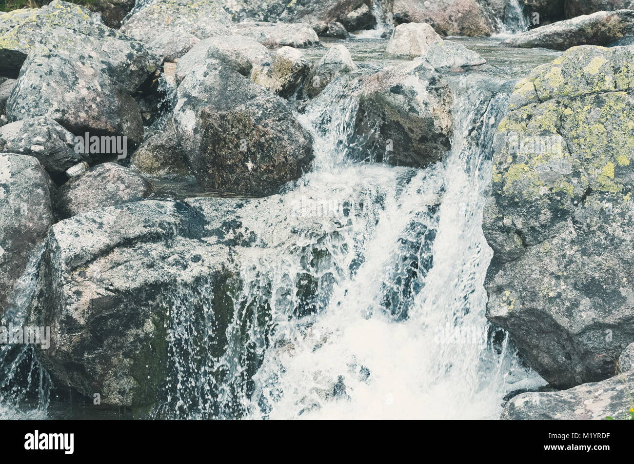 Mountain Brook Waterfall with Grey Rocks Closeup Stock Photo - Alamy