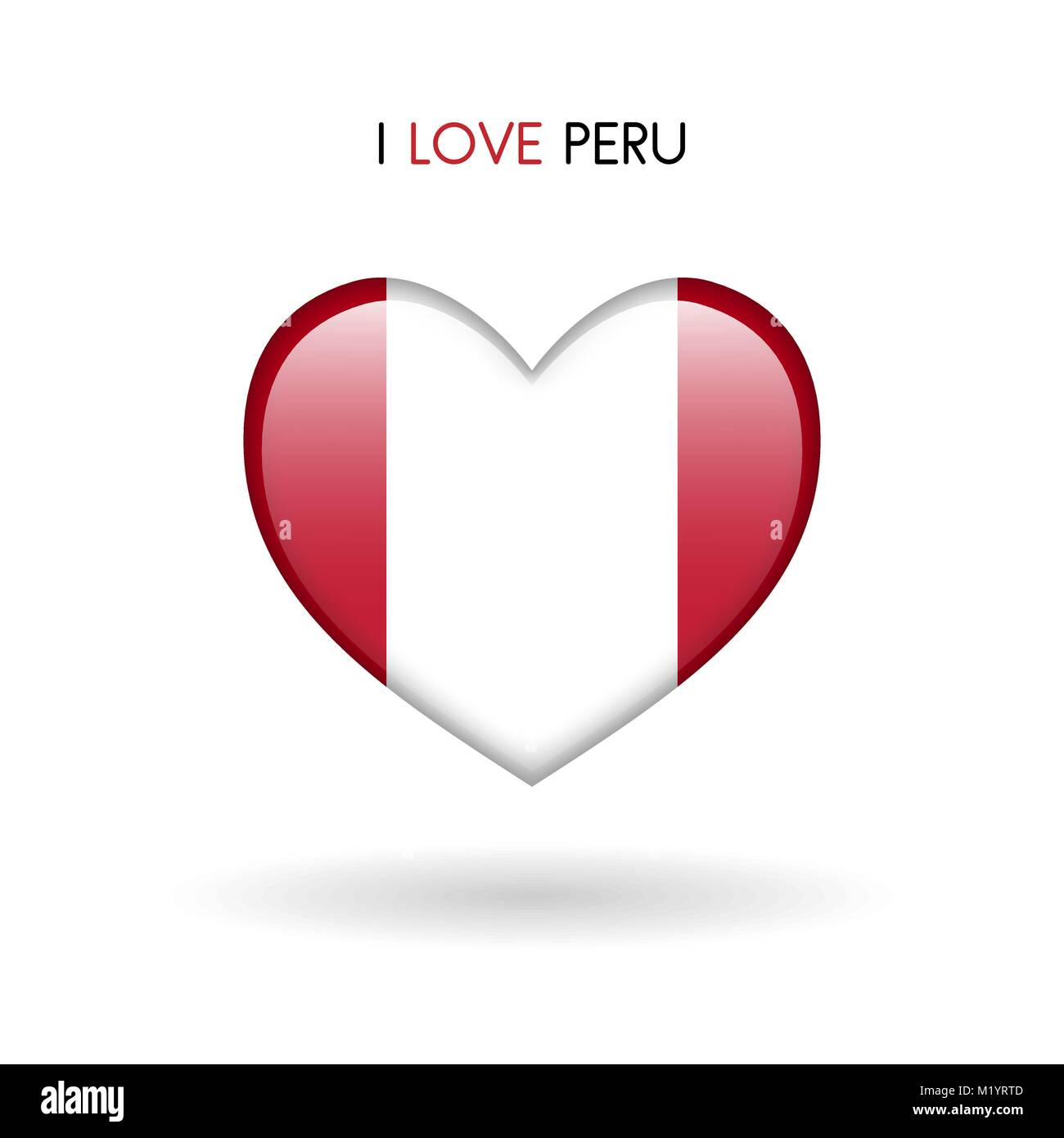 Love Peru symbol. Flag Heart Glossy icon on a white background isolated ...