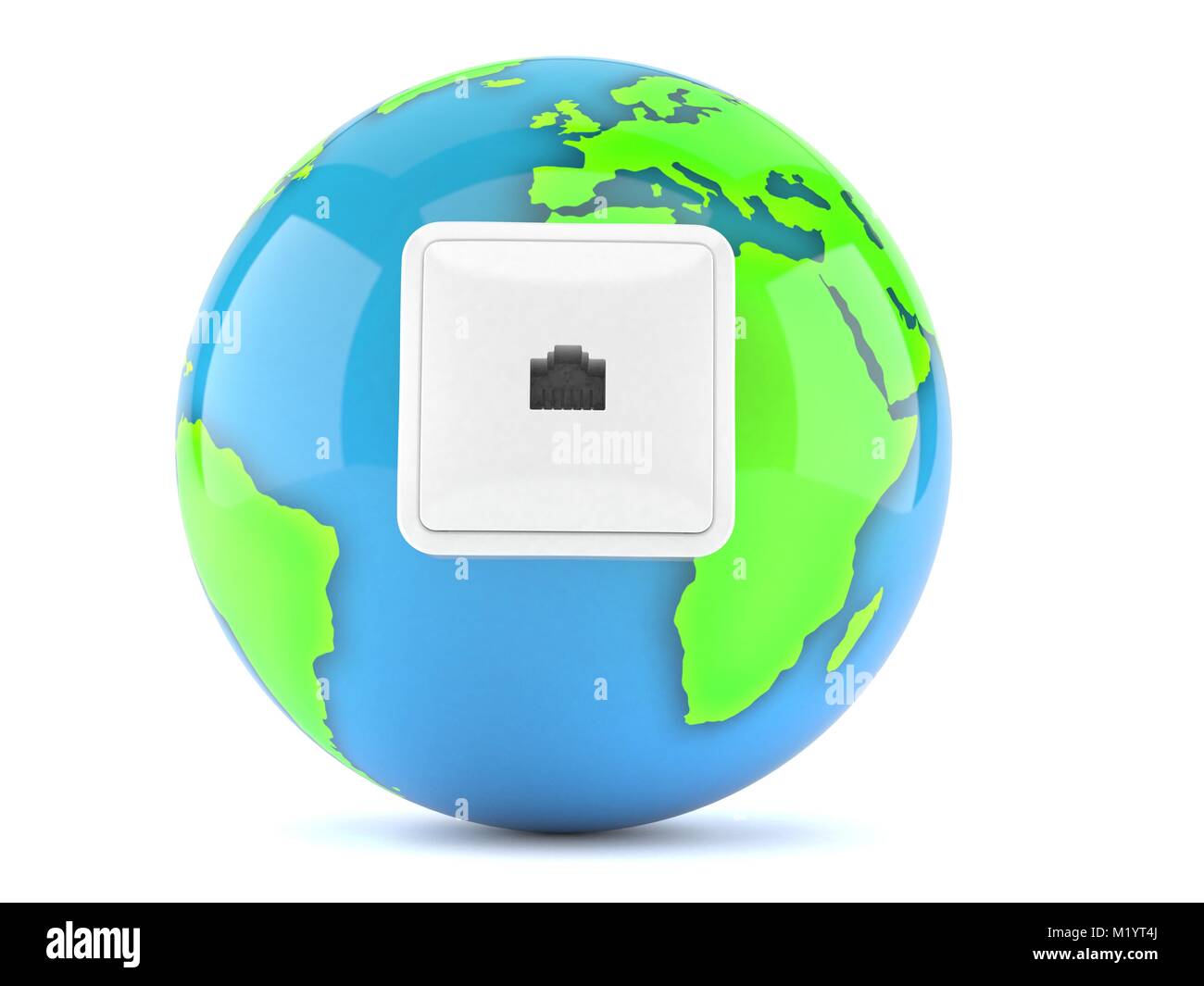 World globe with network socket isolated on white background Stock ...