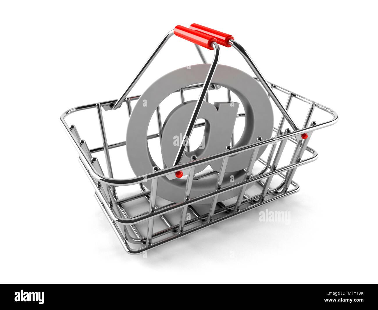 E-mail symbol with metal basket isolated on white background Stock ...
