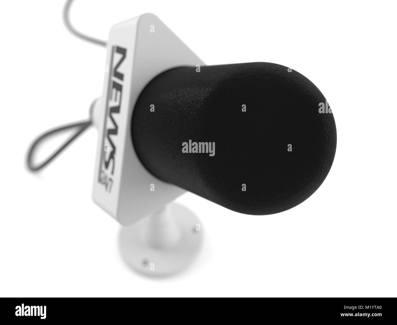 Microphone news isolated on white background Stock Photo - Alamy