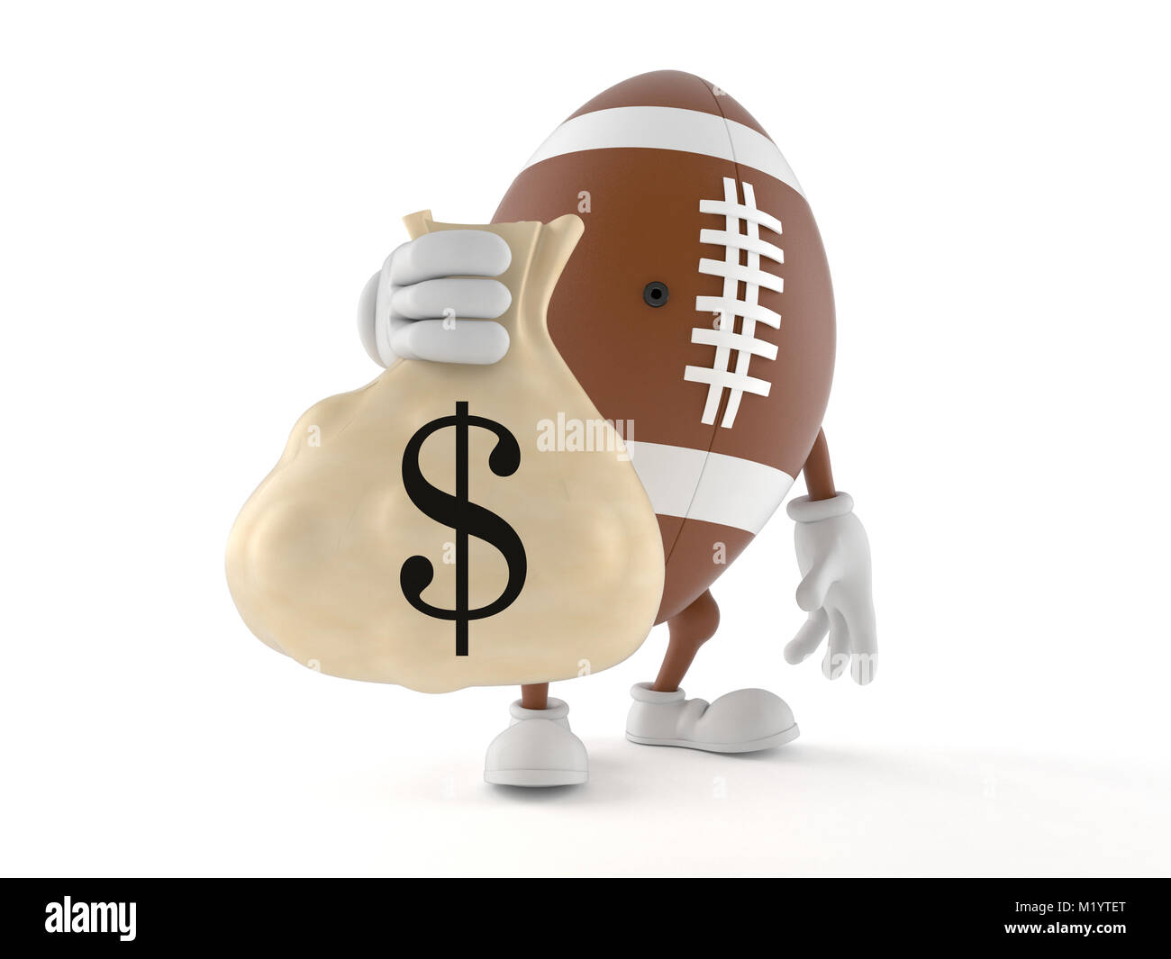 Rugby character with money bag isolated on white background Stock Photo ...