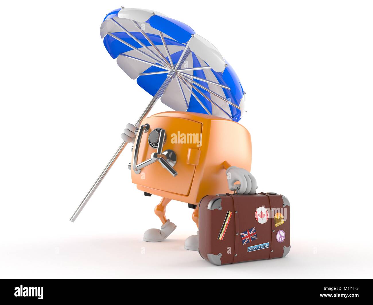 Safe character with luggage isolated on white background Stock Photo ...