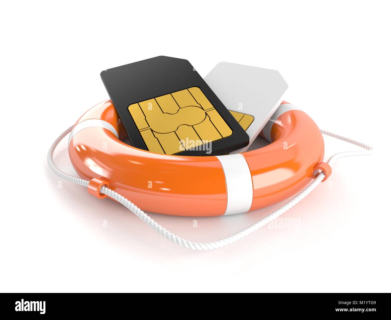 SIM cards with life buoy isolated on white background Stock Photo - Alamy