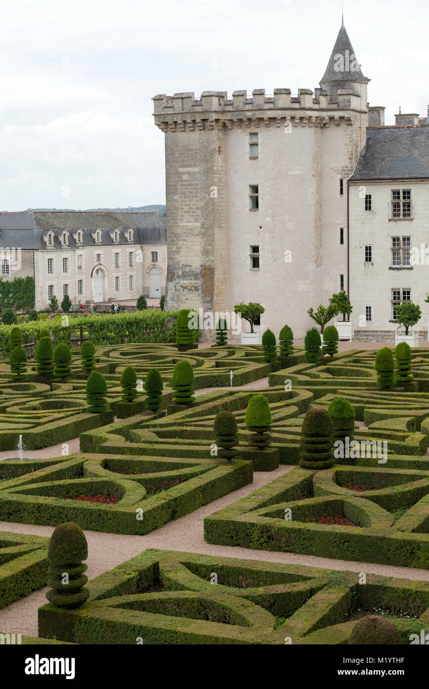 Gardens and Chateau de Villandry in Loire Valley in France Stock Photo ...