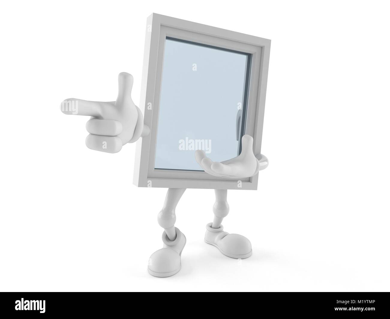 Window character isolated on white background Stock Photo - Alamy