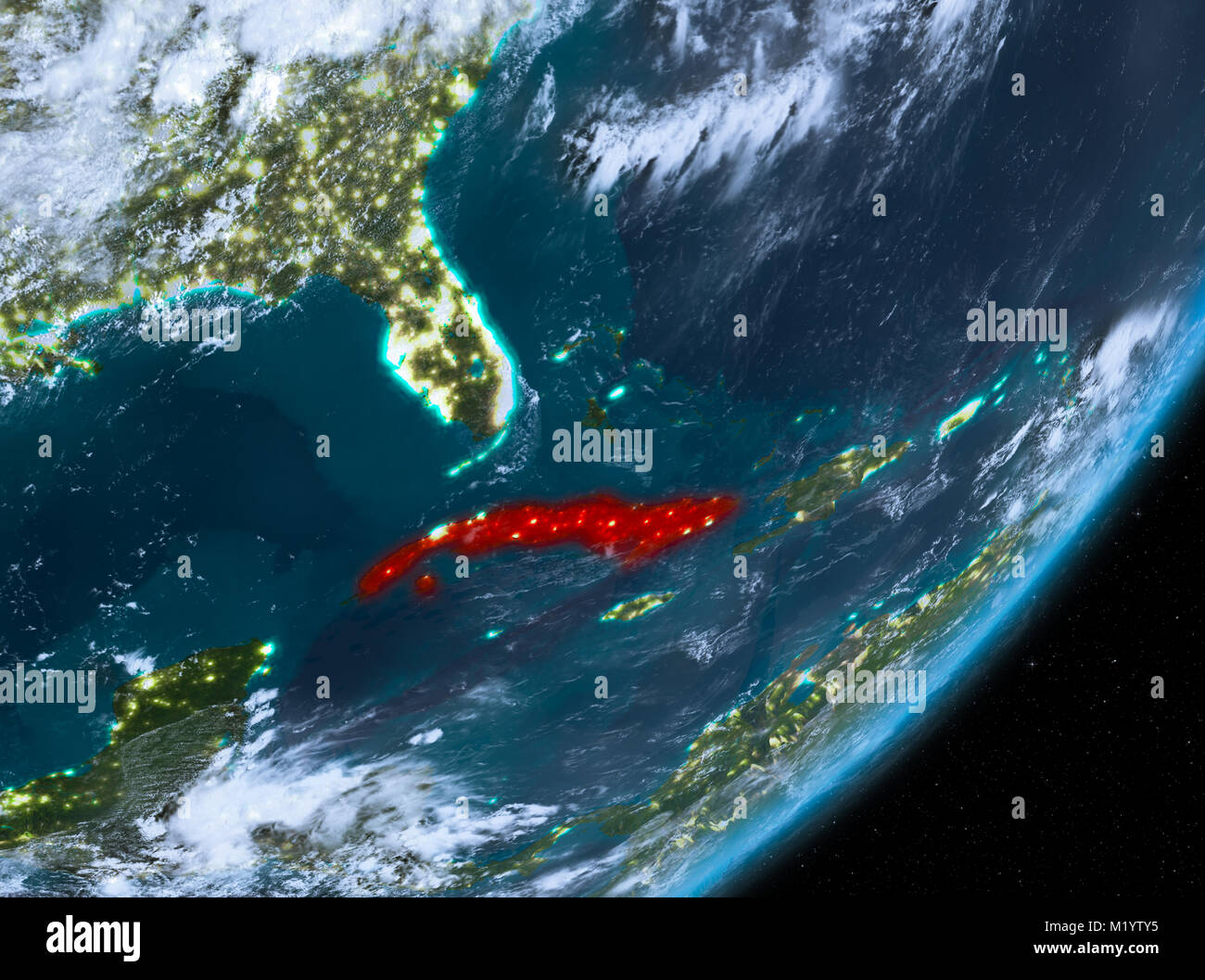 Highly detailed map cuba hi-res stock photography and images - Alamy