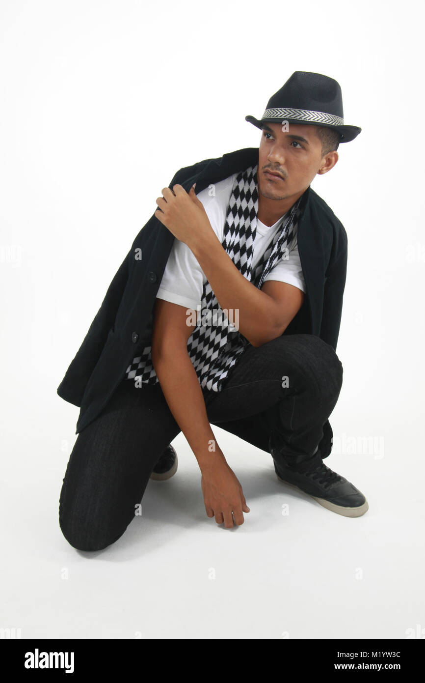 Man crouching scared hi-res stock photography and images - Alamy