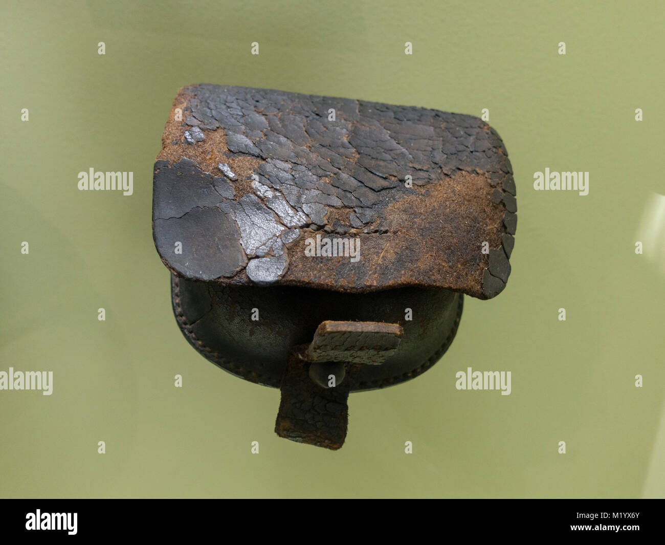 Confederate cap box (containing percussion caps) on display inside the ...