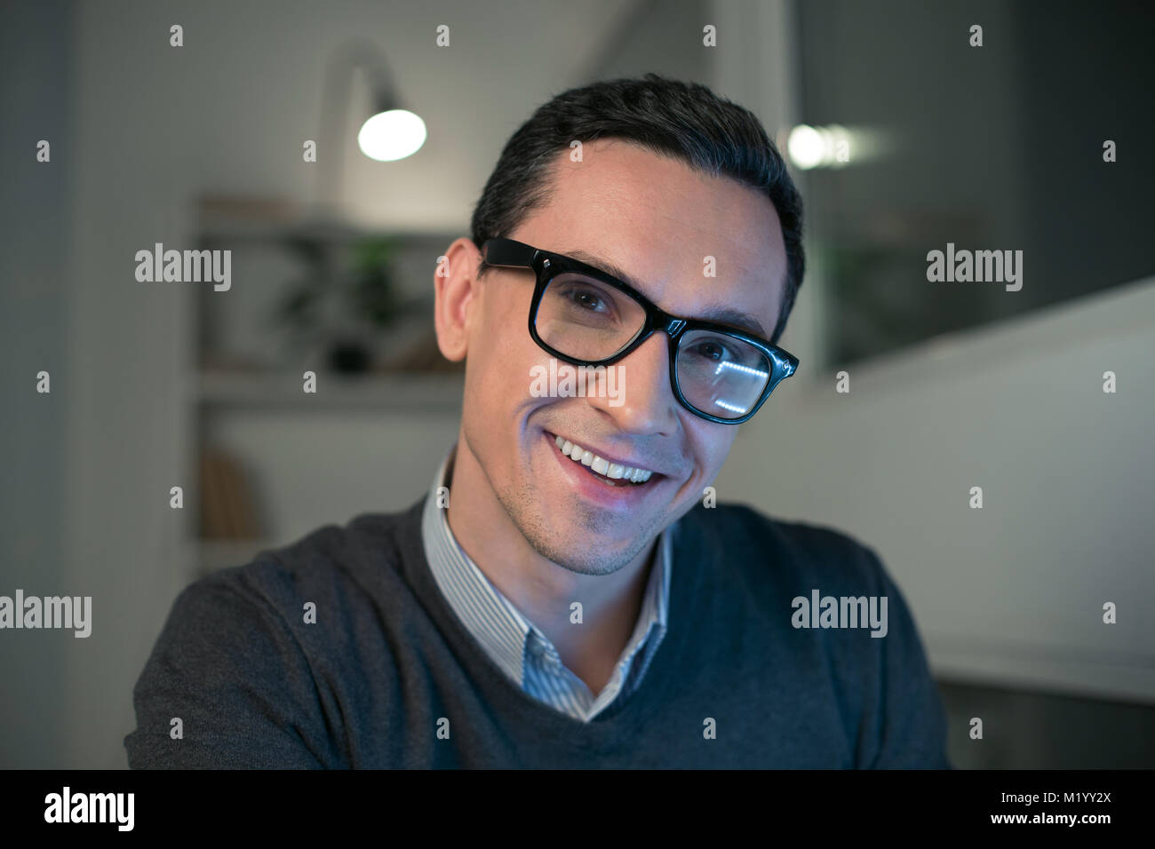 Happy sweet man smiling to the camera Stock Photo - Alamy