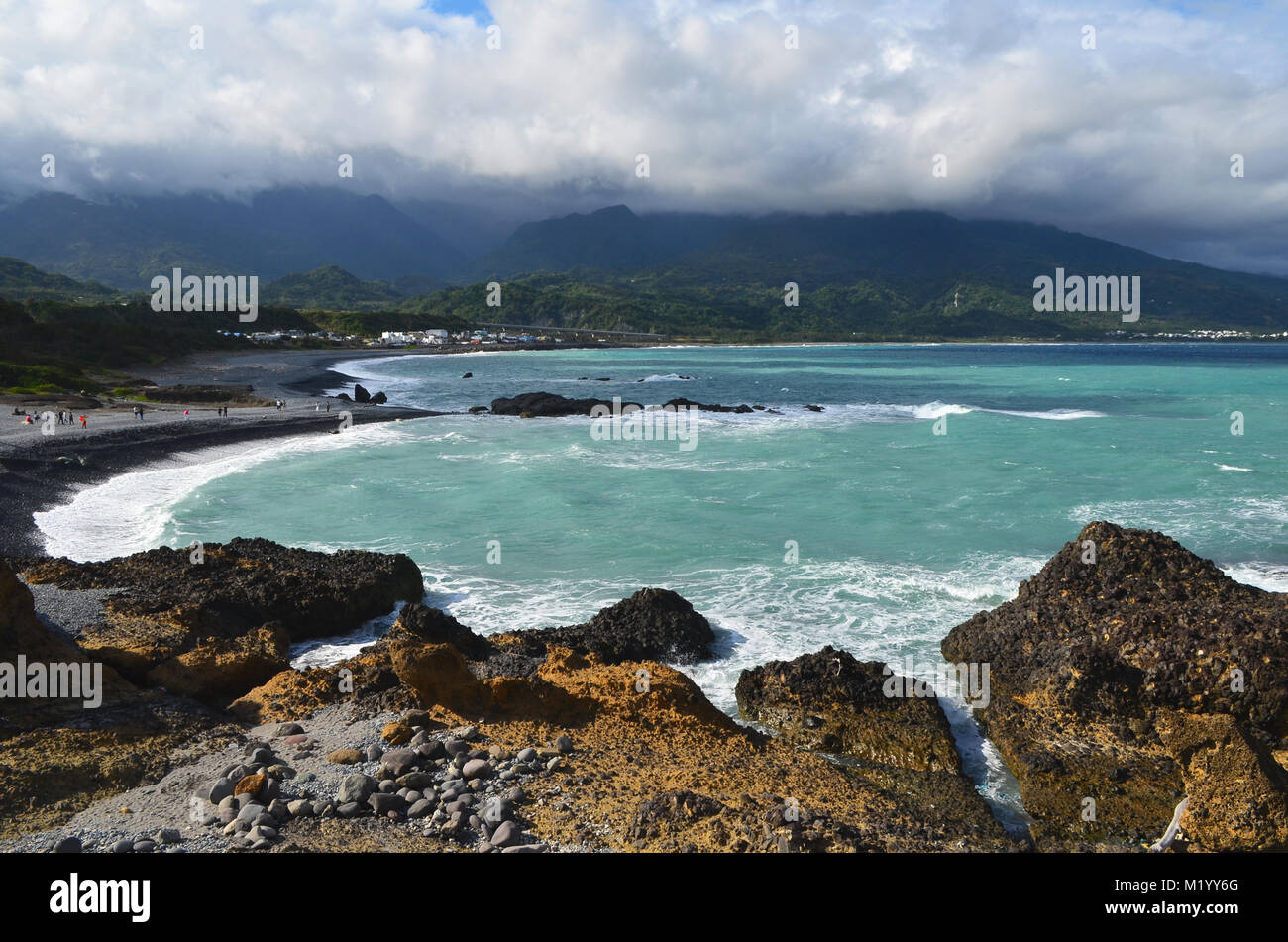 Coastal landscape near Sanxiantai bridge, in Taiwan's East Coast ...