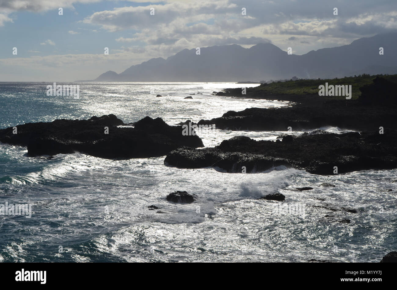 Coastal landscape near Sanxiantai bridge, in Taiwan's East Coast ...
