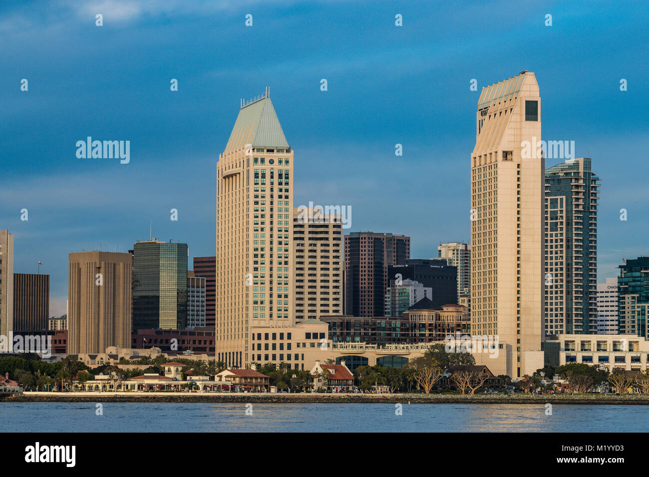 sections of the downtown San Diego, CA waterfront skyline as seen from ...