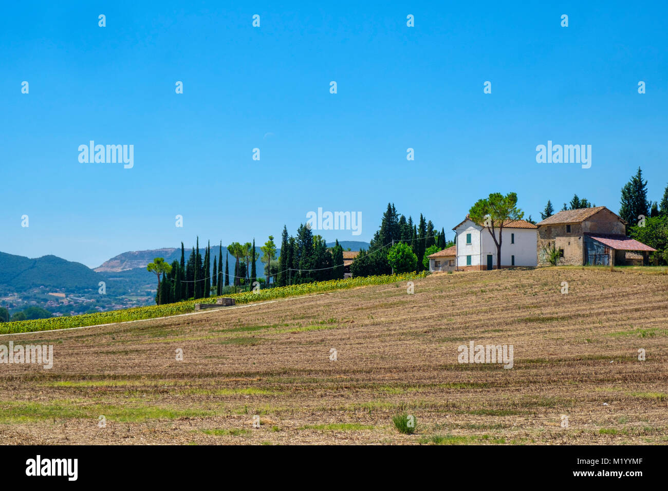 Typical farm along the road from Terni to Narni (Umbria, Italy). Summer ...