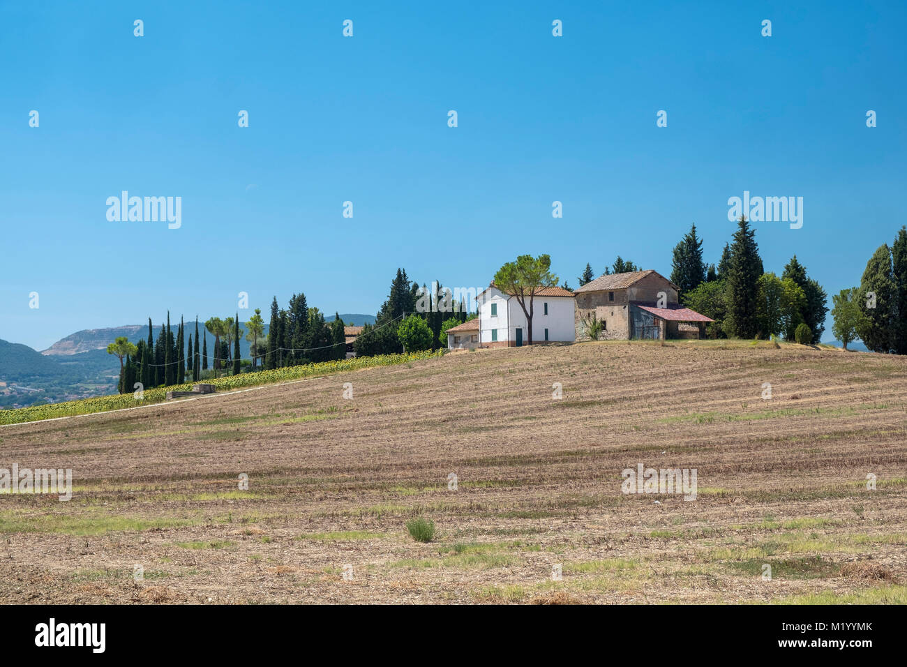 Typical farm along the road from Terni to Narni (Umbria, Italy). Summer ...