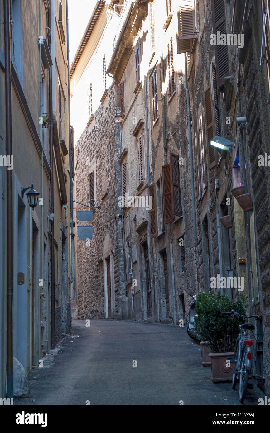 Rieti (Lazio, Italy): exterior of historic building along a typical ...