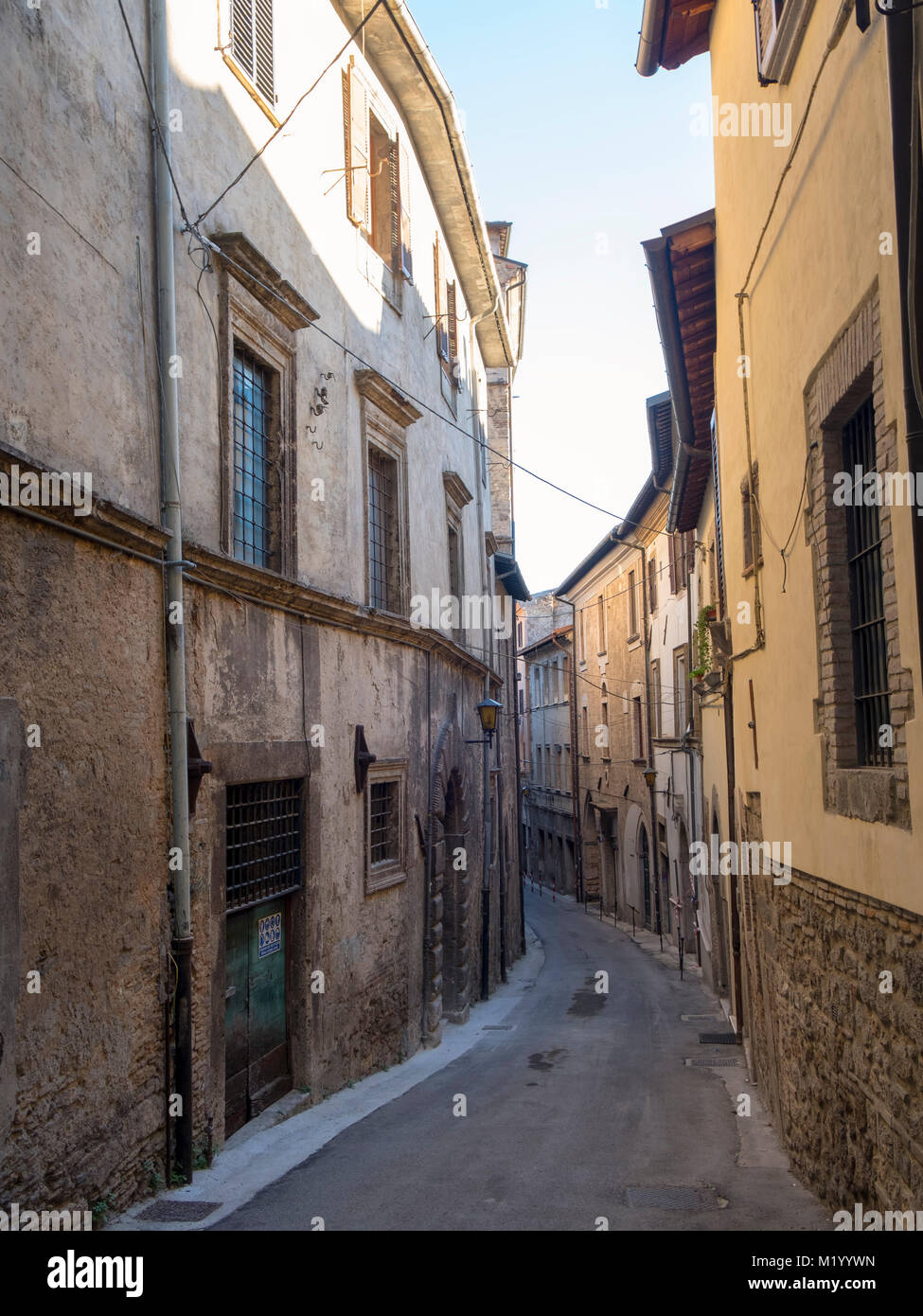 Rieti (Lazio, Italy): exterior of historic building along a typical ...
