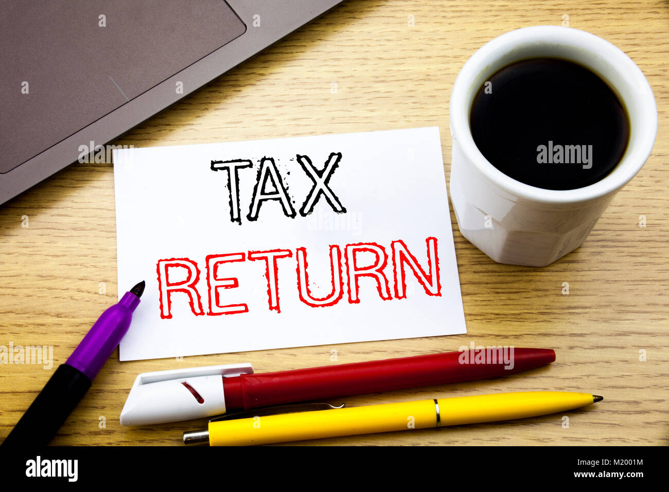 Handwritten text caption showing Tax Return. Business concept writing ...