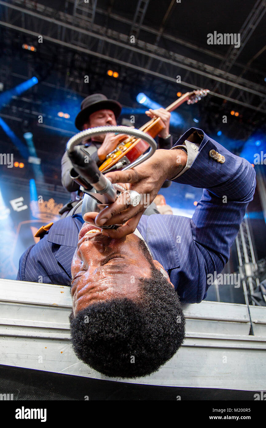 The American rhythm and blues band Vintage Trouble performs a live ...