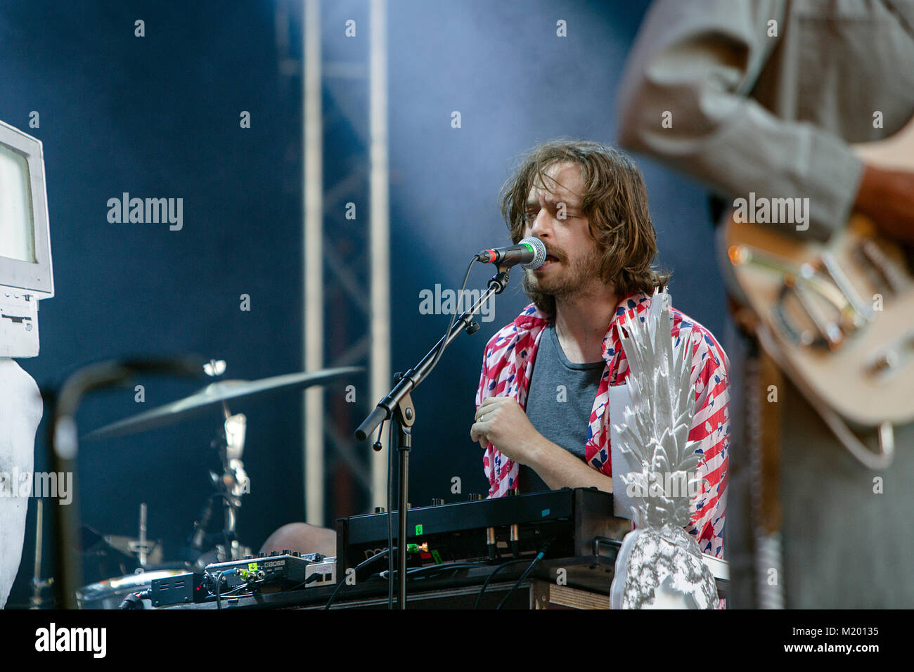 The American experimental pop band Yeasayer performs a live concert at ...