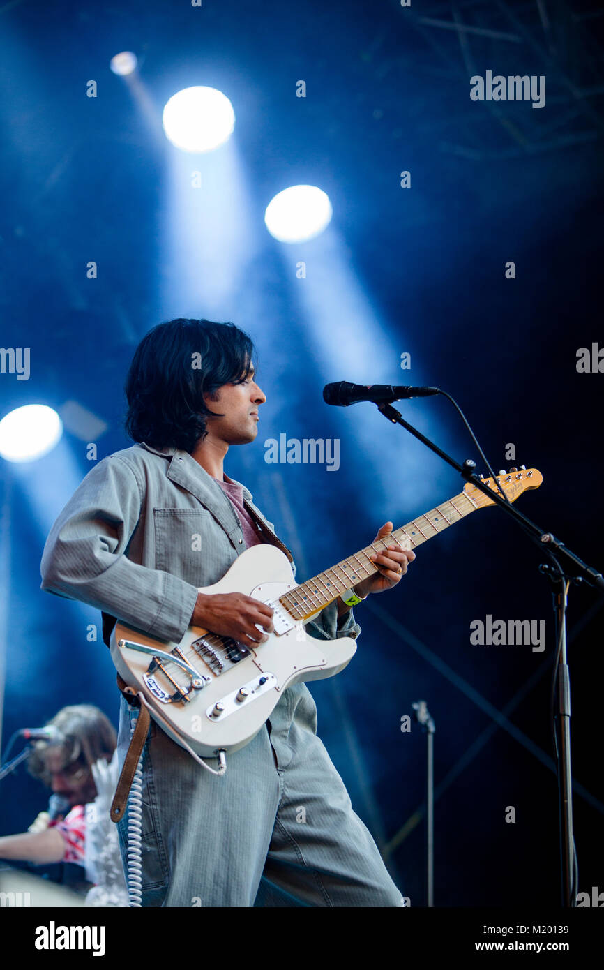 The American experimental pop band Yeasayer performs a live concert at ...
