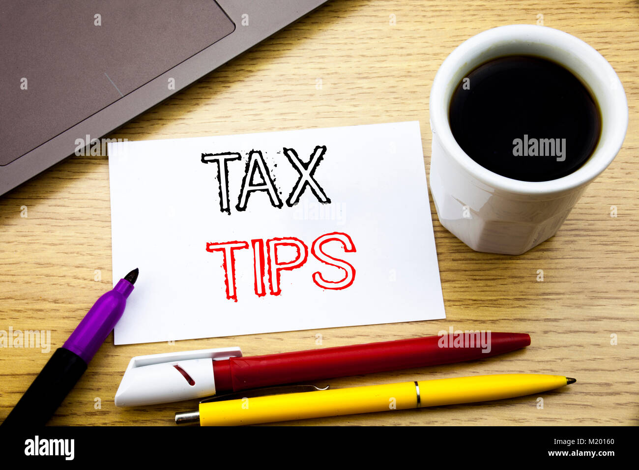 Handwritten text caption showing Tax Tips. Business concept writing for ...