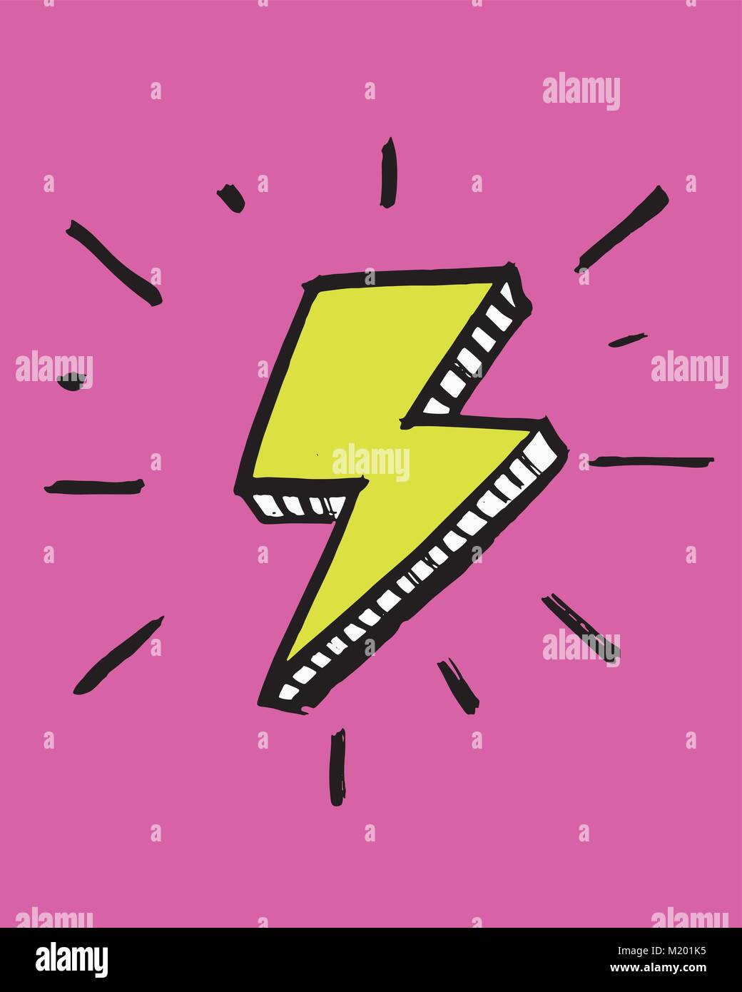 Hand drawn vector ink illustration or drawing of a thunder symbol Stock ...