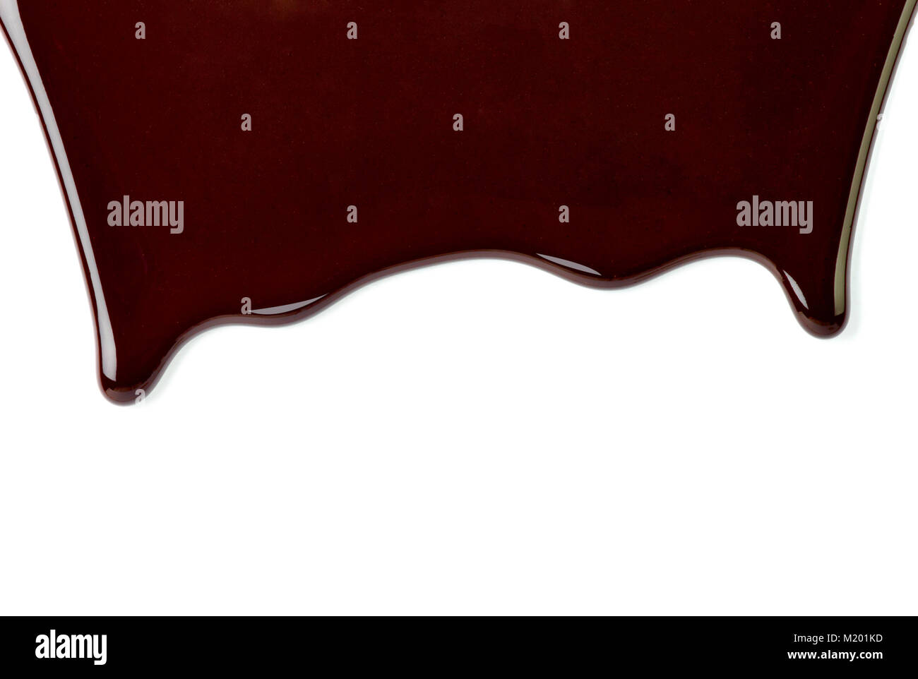 close up of chocolate syrup leaking on white background Stock Photo - Alamy