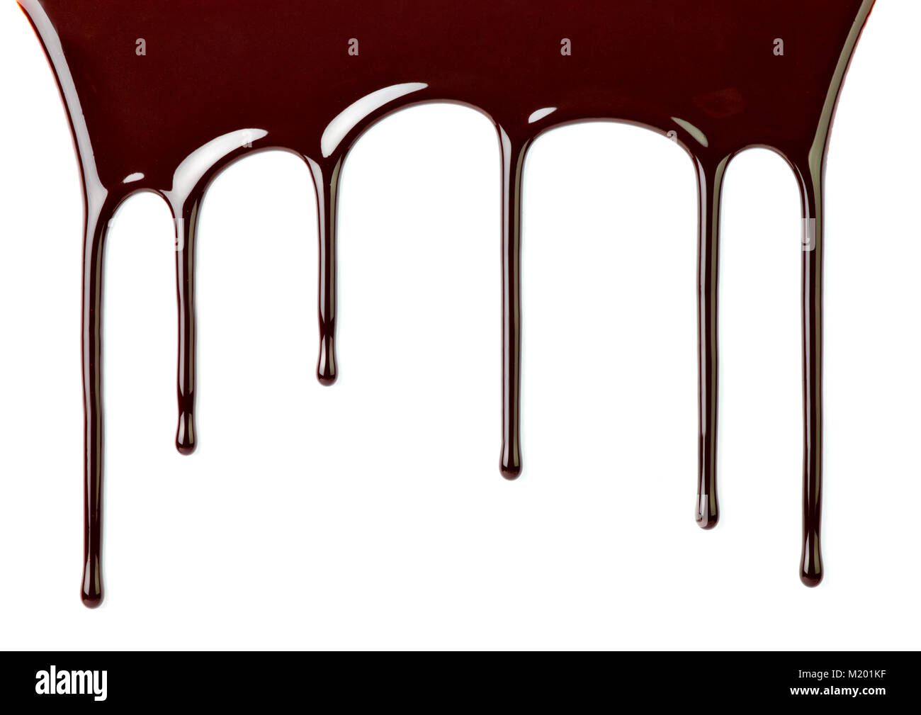 close up of chocolate syrup leaking on white background Stock Photo - Alamy