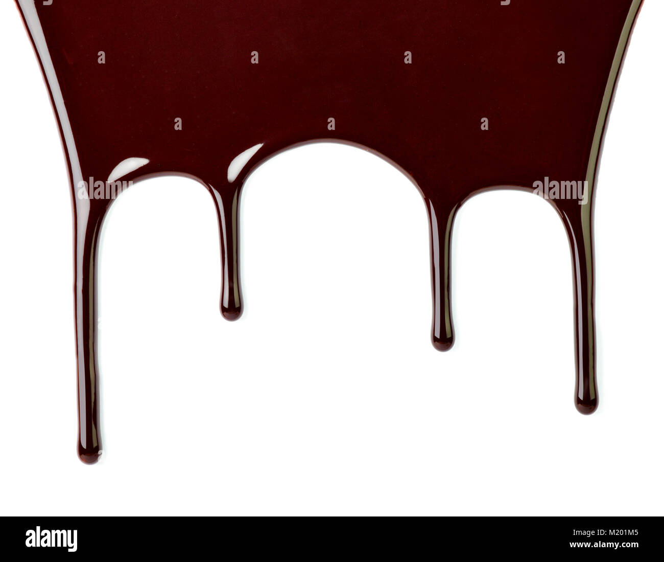 close up of chocolate syrup leaking on white background Stock Photo - Alamy