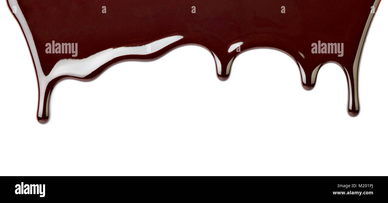 close up of chocolate syrup leaking on white background Stock Photo - Alamy