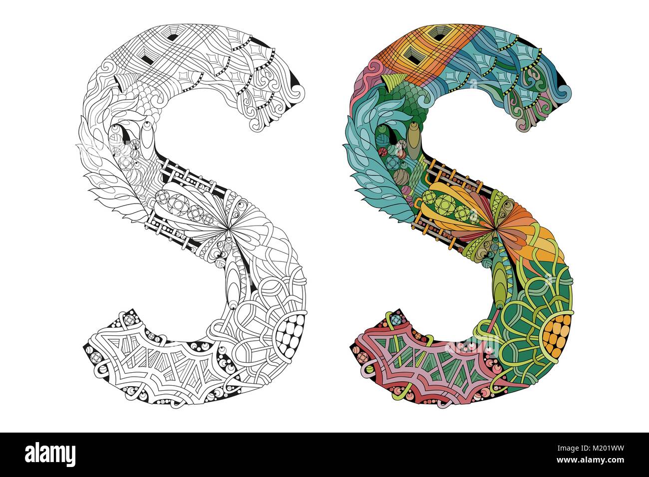 S letter doodle hi-res stock photography and images - Alamy