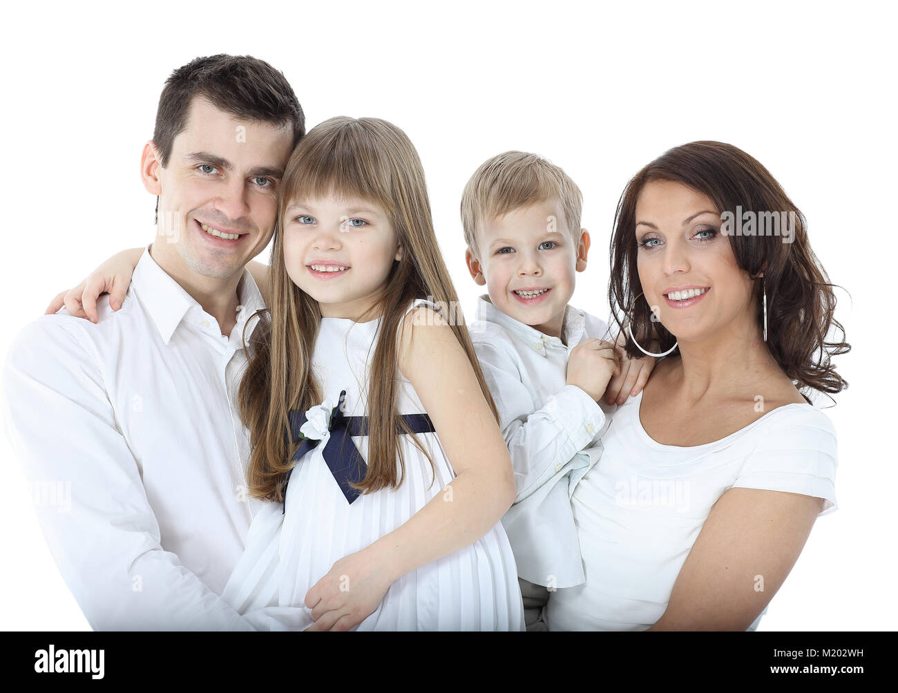 Beautiful happy family - isolated over a white background Stock Photo ...