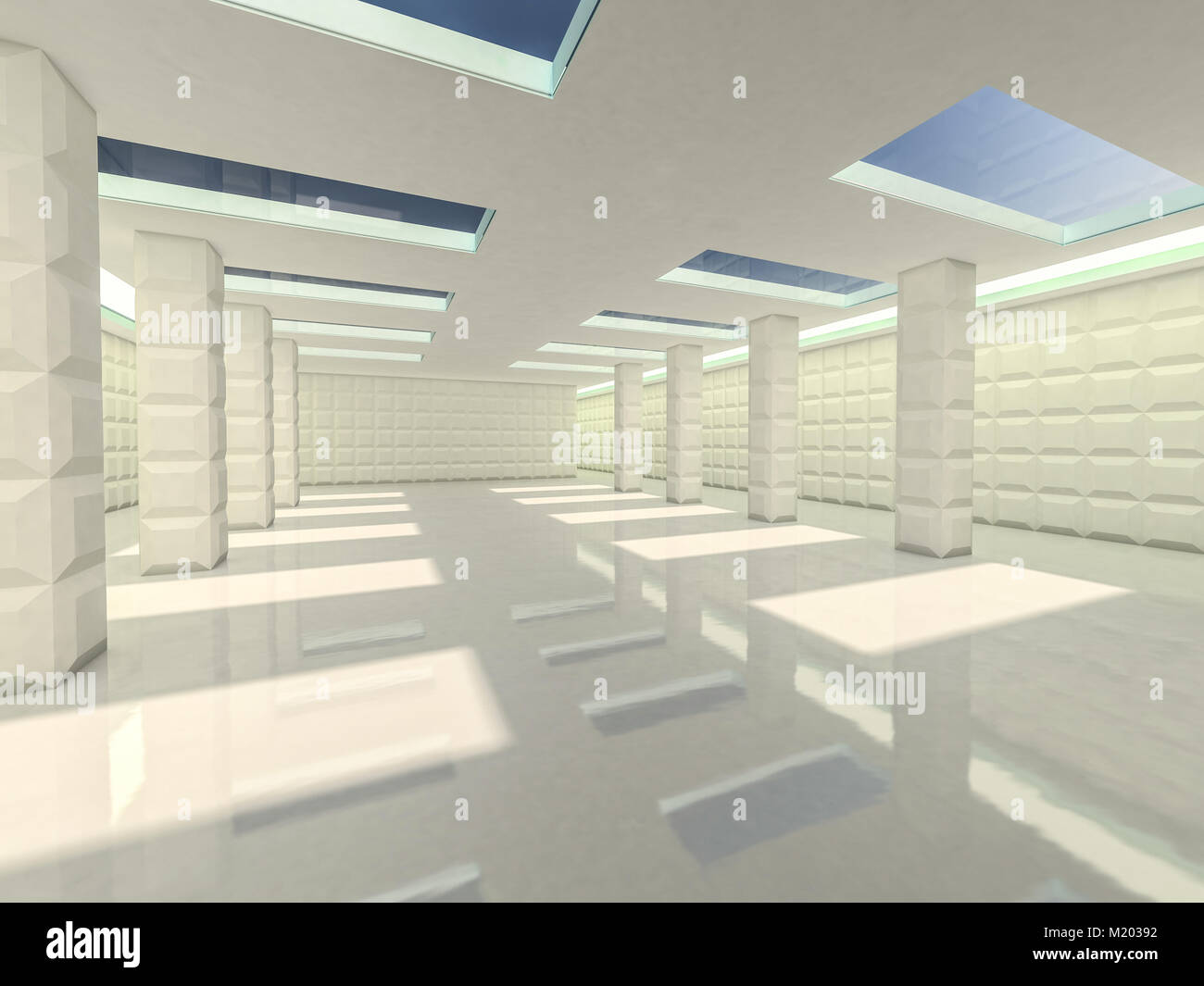 Abstract modern architecture background, empty open space interior. 3D ...