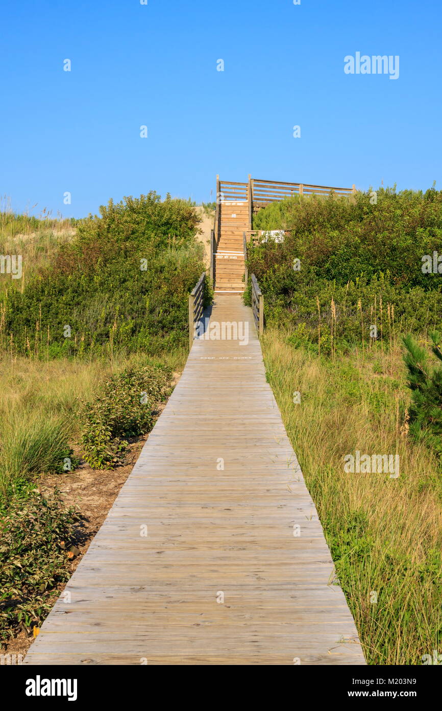 Access walkway that leads over the dunes on the Outer Banks, Corolla ...
