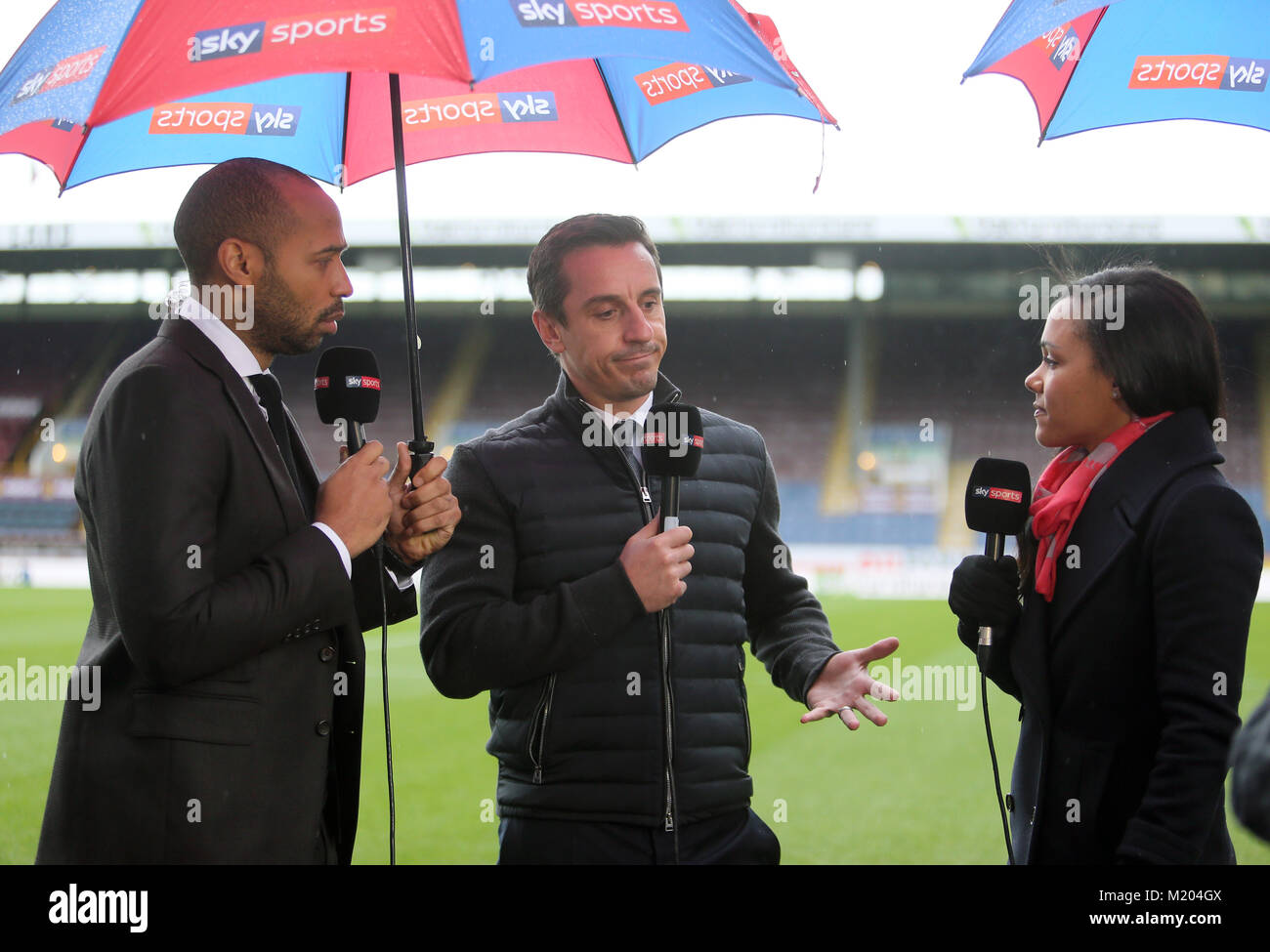 Sky Sports pundits (from left to right) Thierry Henry, Gary Neville and ...