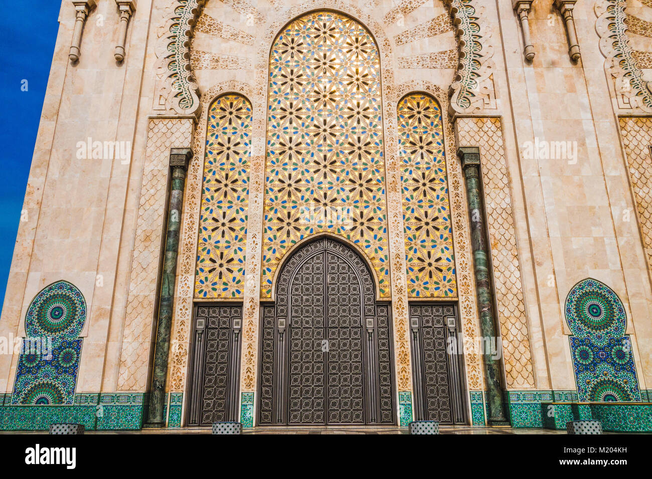 Low angle view of Hassan II mosque's big gate - Casablanca - Morocco ...
