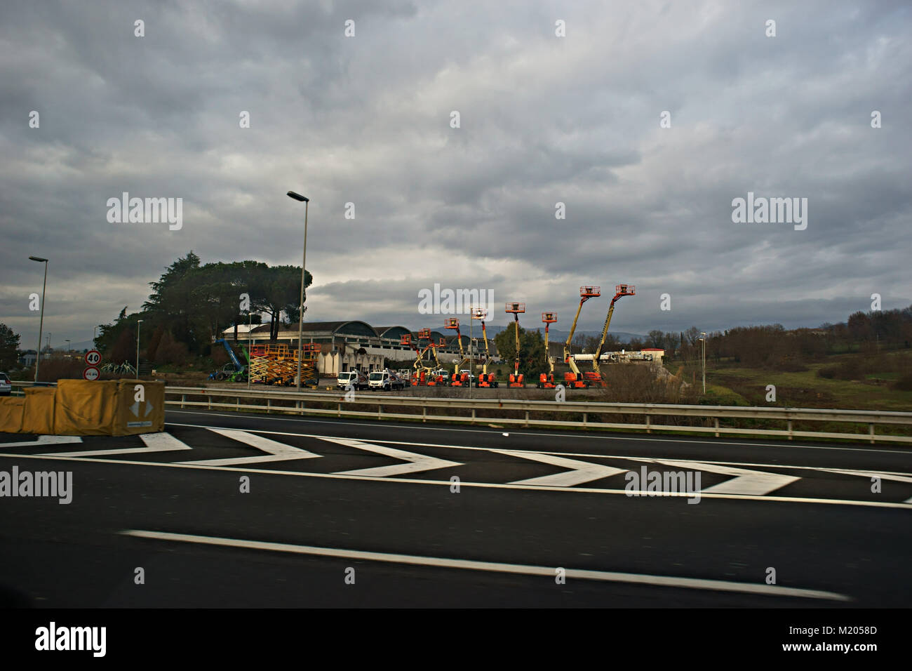 Truck deposit - -A1 Milan - Rome - naples highway Stock Photo - Alamy
