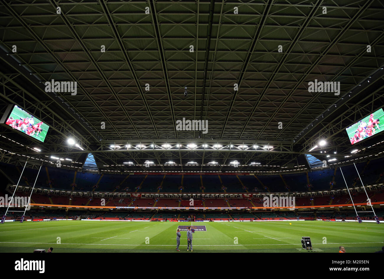 General view of the closed roof inside the stadium before the NatWest 6 ...