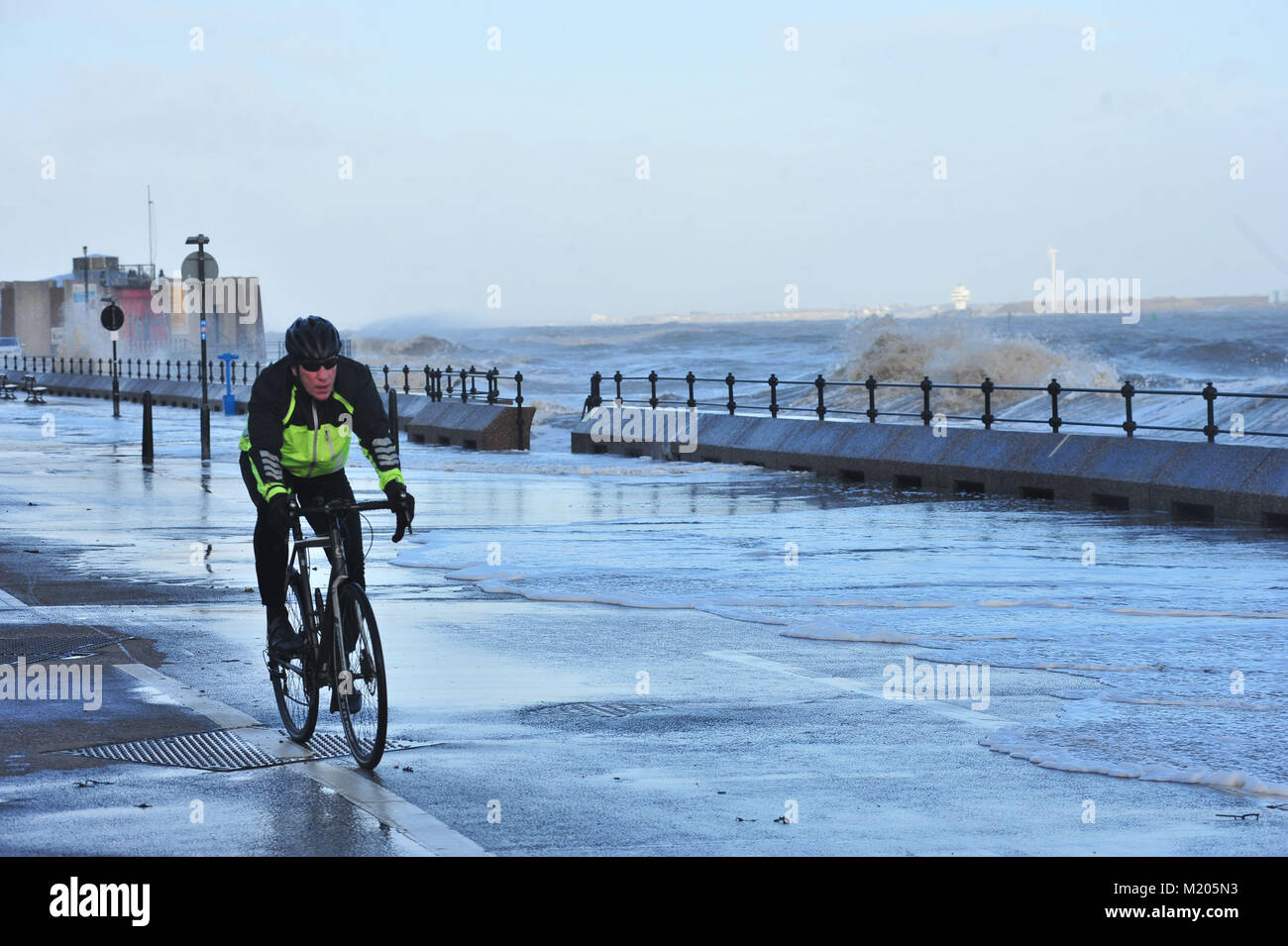 Storm Eleanor hits New Brighton, Merseyside this afternoon. Parts of ...