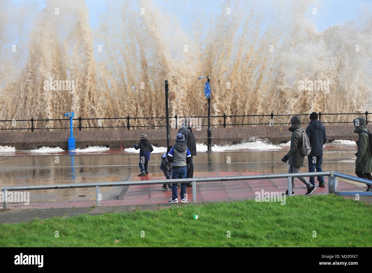 Storm Eleanor hits New Brighton, Merseyside this afternoon. Parts of ...