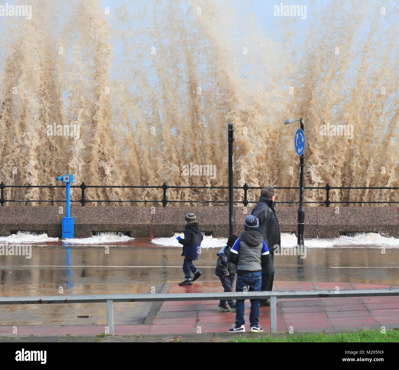 Storm Eleanor hits New Brighton, Merseyside this afternoon. Parts of ...