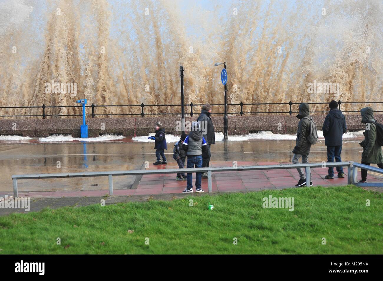 Storm Eleanor hits New Brighton, Merseyside this afternoon. Parts of ...