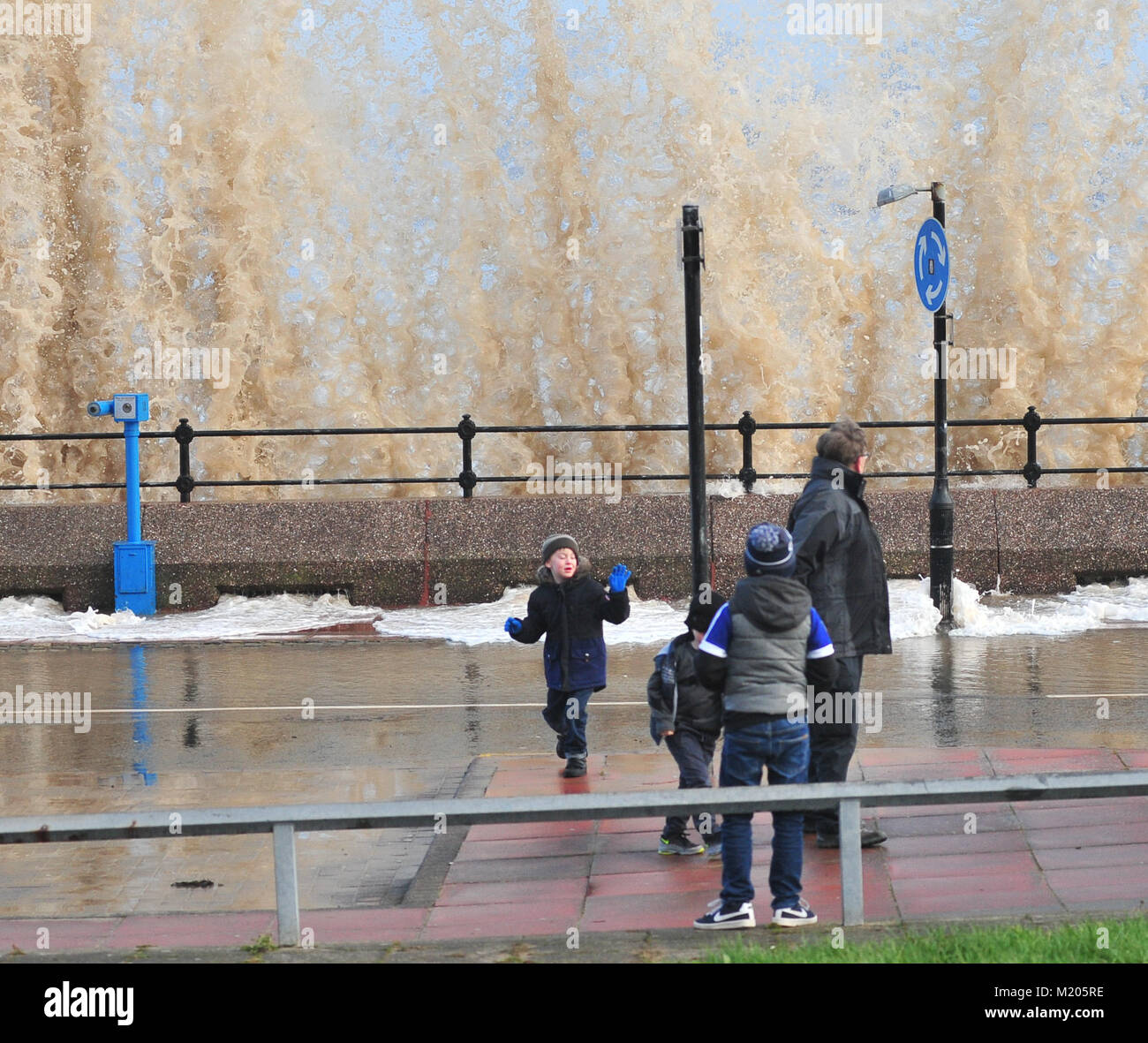 Storm Eleanor hits New Brighton, Merseyside this afternoon. Parts of ...